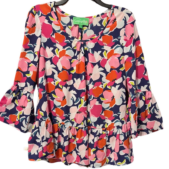 Pappagallo | Tops | Pappagallo Multicolor Lightweight Floral Blouse ...